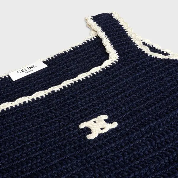 Celine Mini Dress In Crocheted Cotton In Navy Blue/Hazel - 15% Off